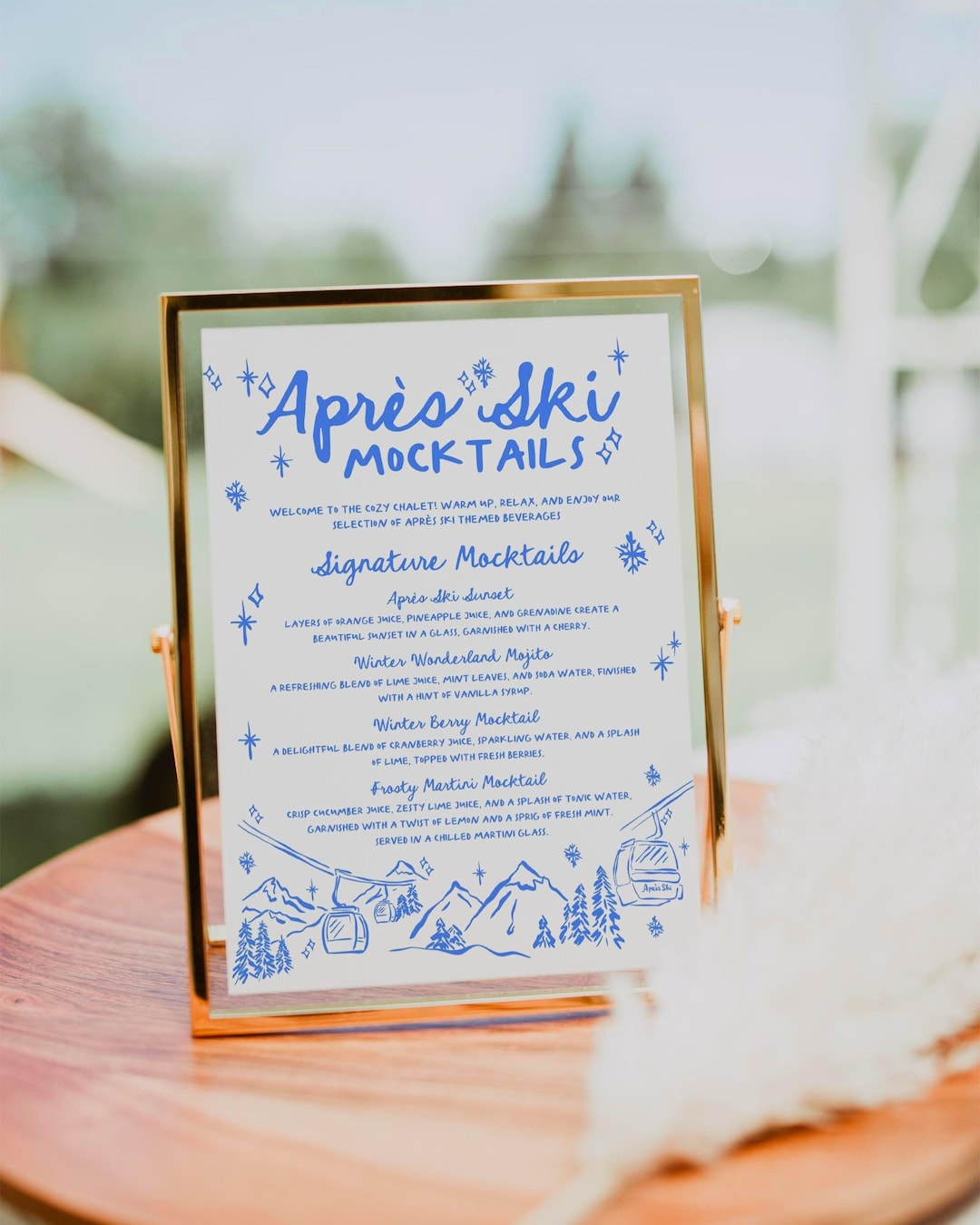 Aprés Ski Mocktail Drink Menu Sign Hand Drawn | Winter Cocktail Menu ...