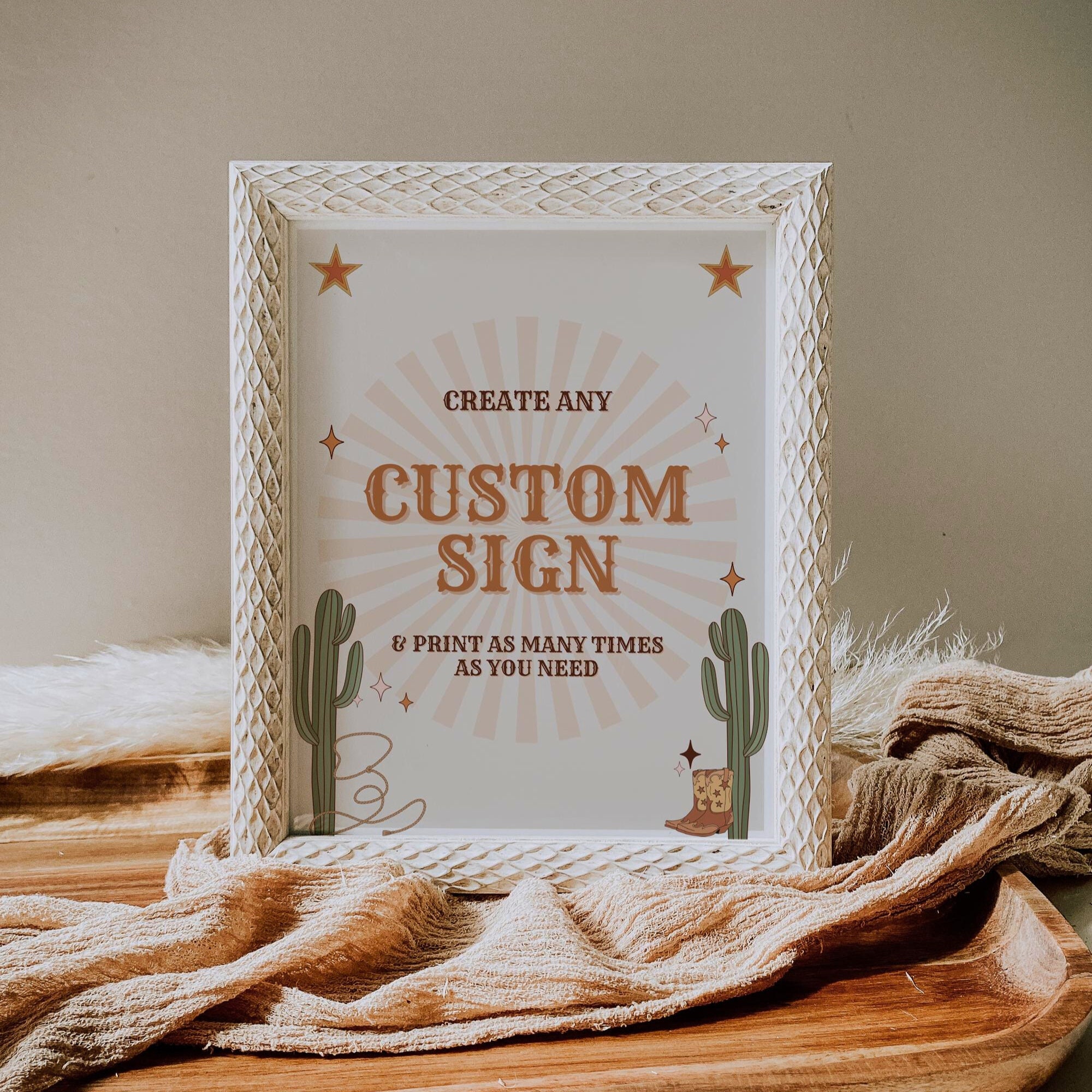 Editable WILD WEST Custom Sign Template Western Cowboy - Etsy