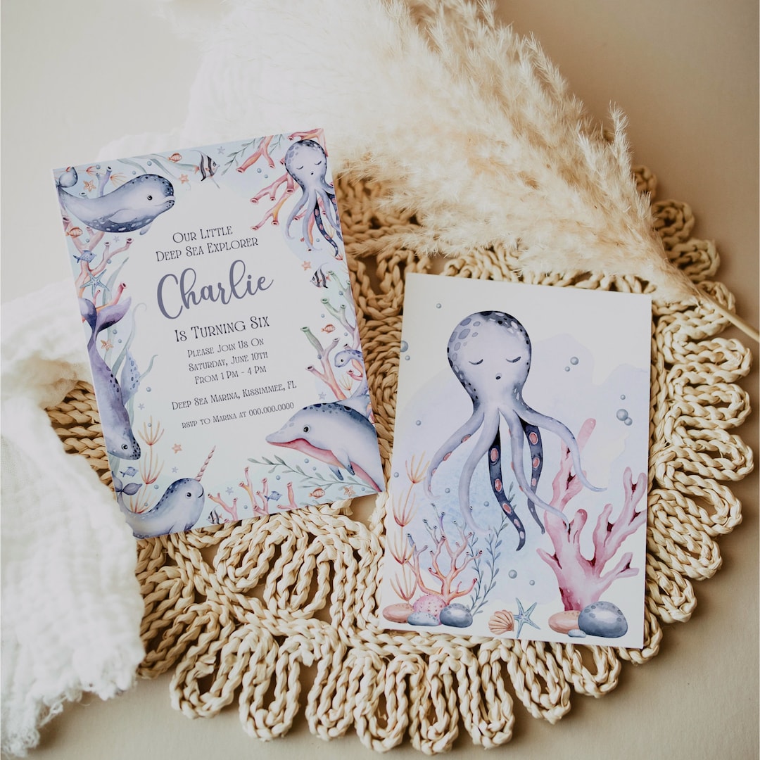 Under the Sea Birthday Invitation | Editable Ocean Animals Template ...