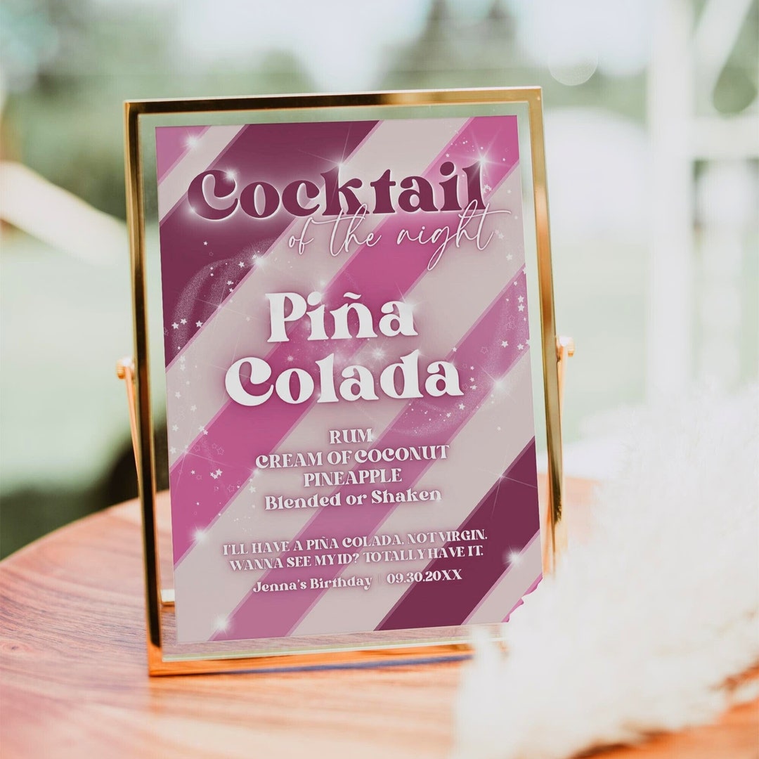 Cocktail Drink Sign Template | 13 GOING ON 30 | Signature Drink | Drink ...
