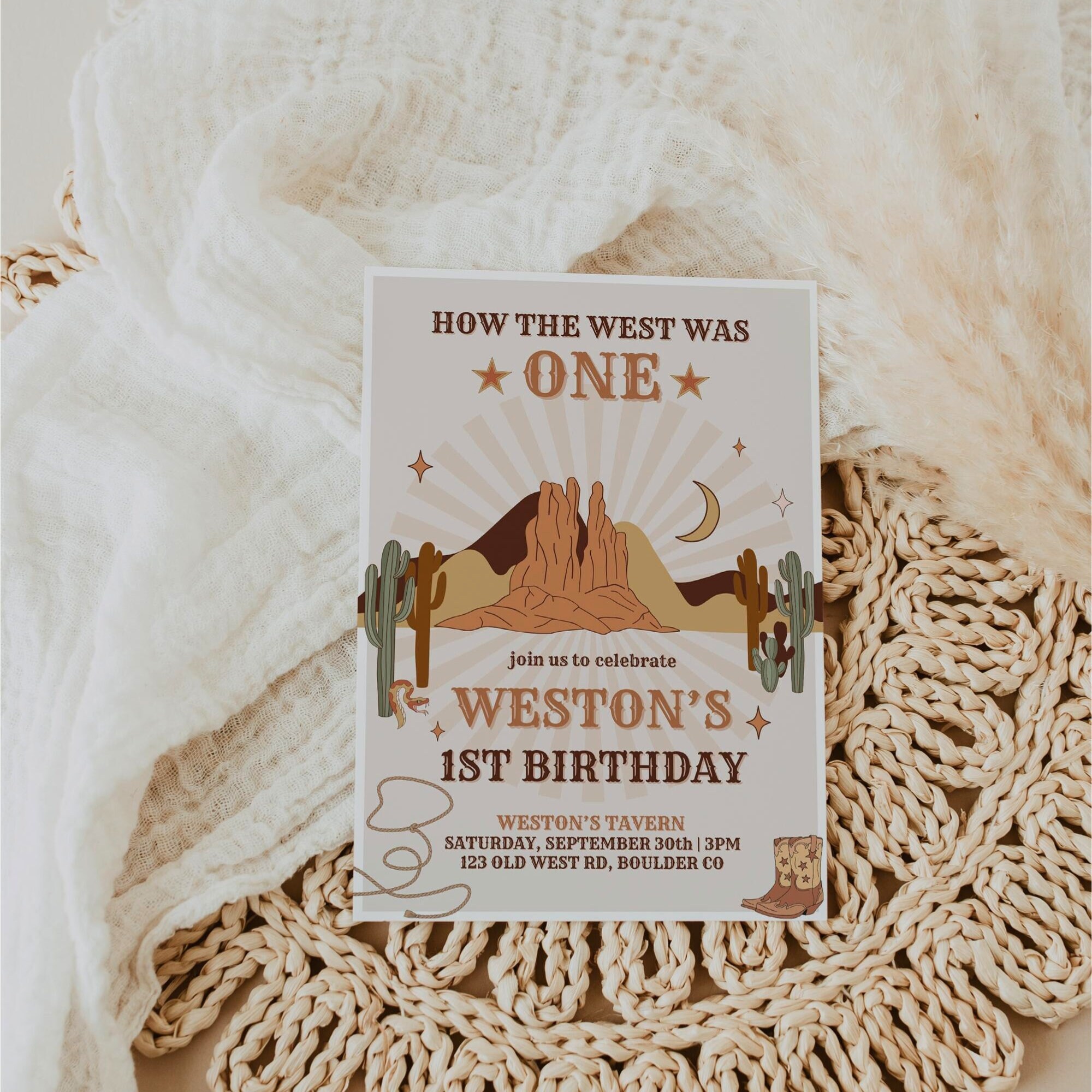 Editable WILD WEST 1st Birthday Invitation Template Western - Etsy