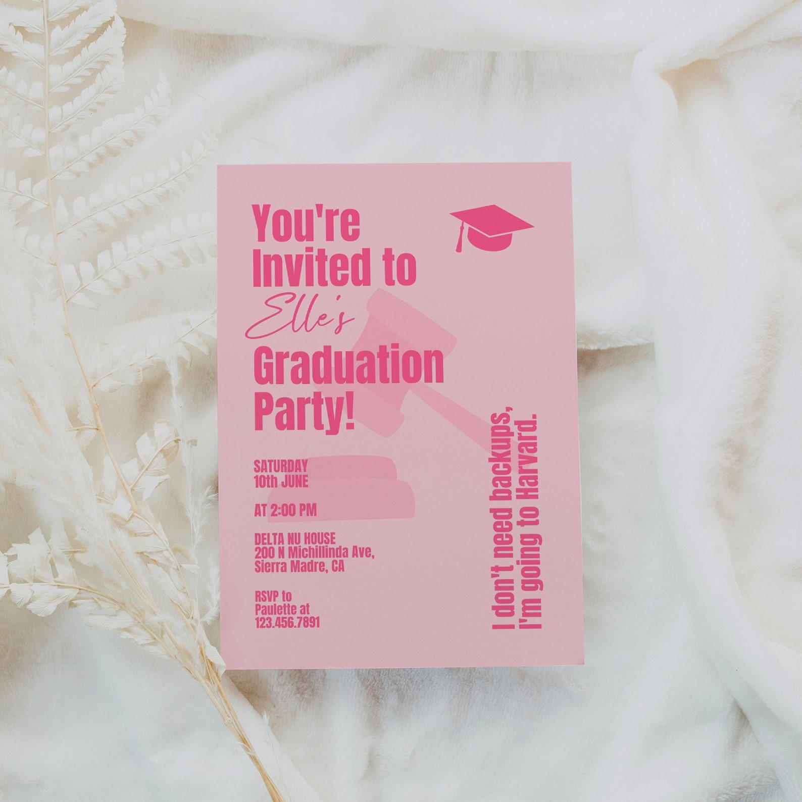 Legally Blond Graduation Invitation Template | Elle Woods College ...
