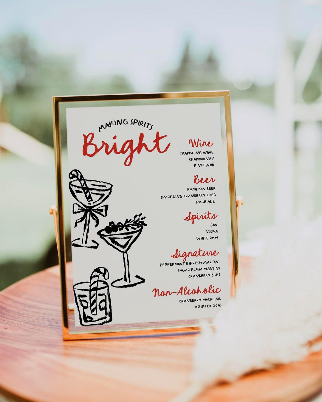 Christmas Cocktail Menu Sign Editable | Holiday Cocktail Sign ...