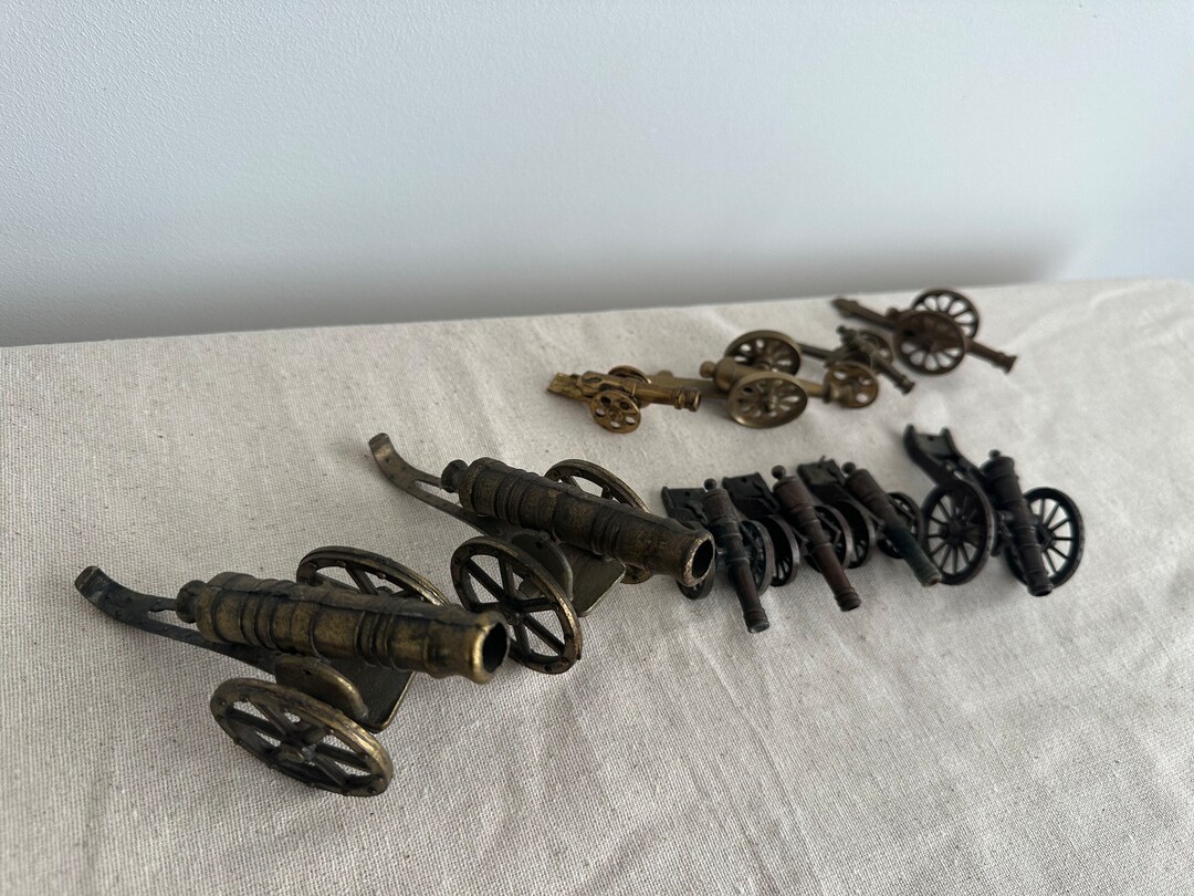 Set of Vintage Small Brass Cannons - Etsy