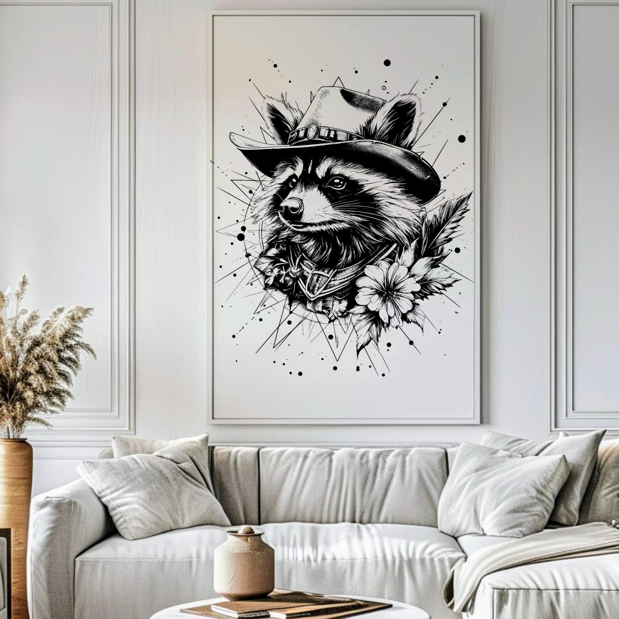 Cheeky Raccoon Cowboy Fun Country & Western Art for Home Decor, Crafts ...