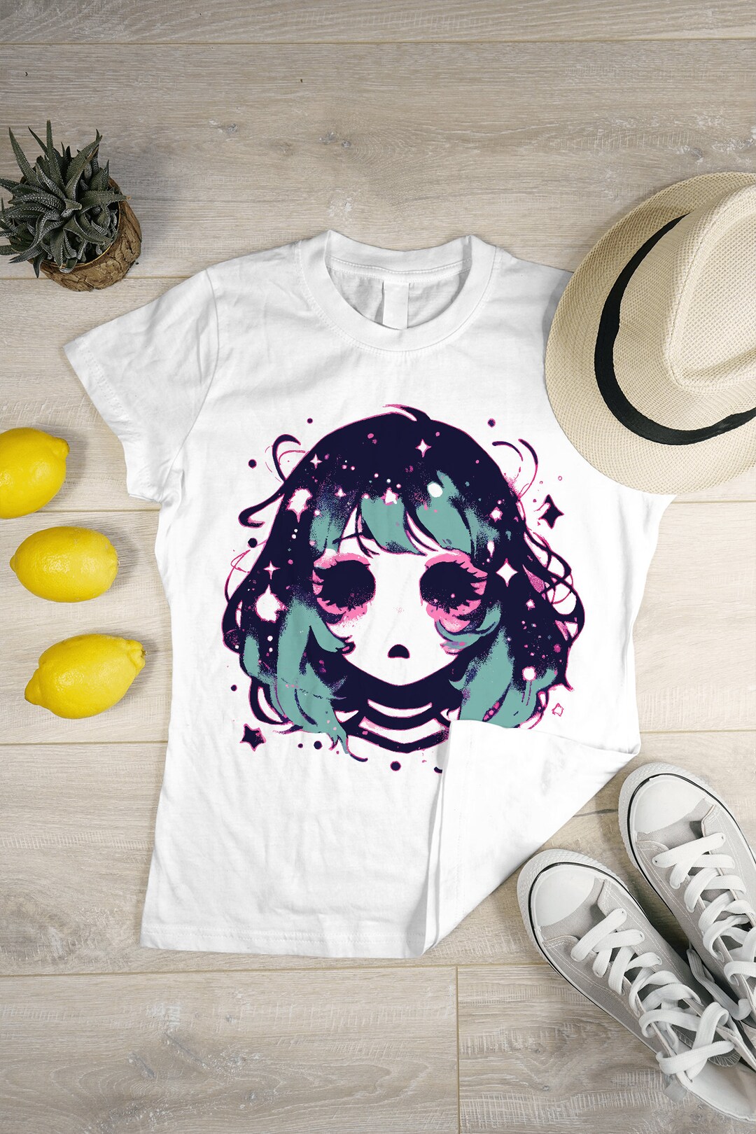 Sad Anime Manga Gothic Goth Girl T-shirt Design, Alternative Dark ...