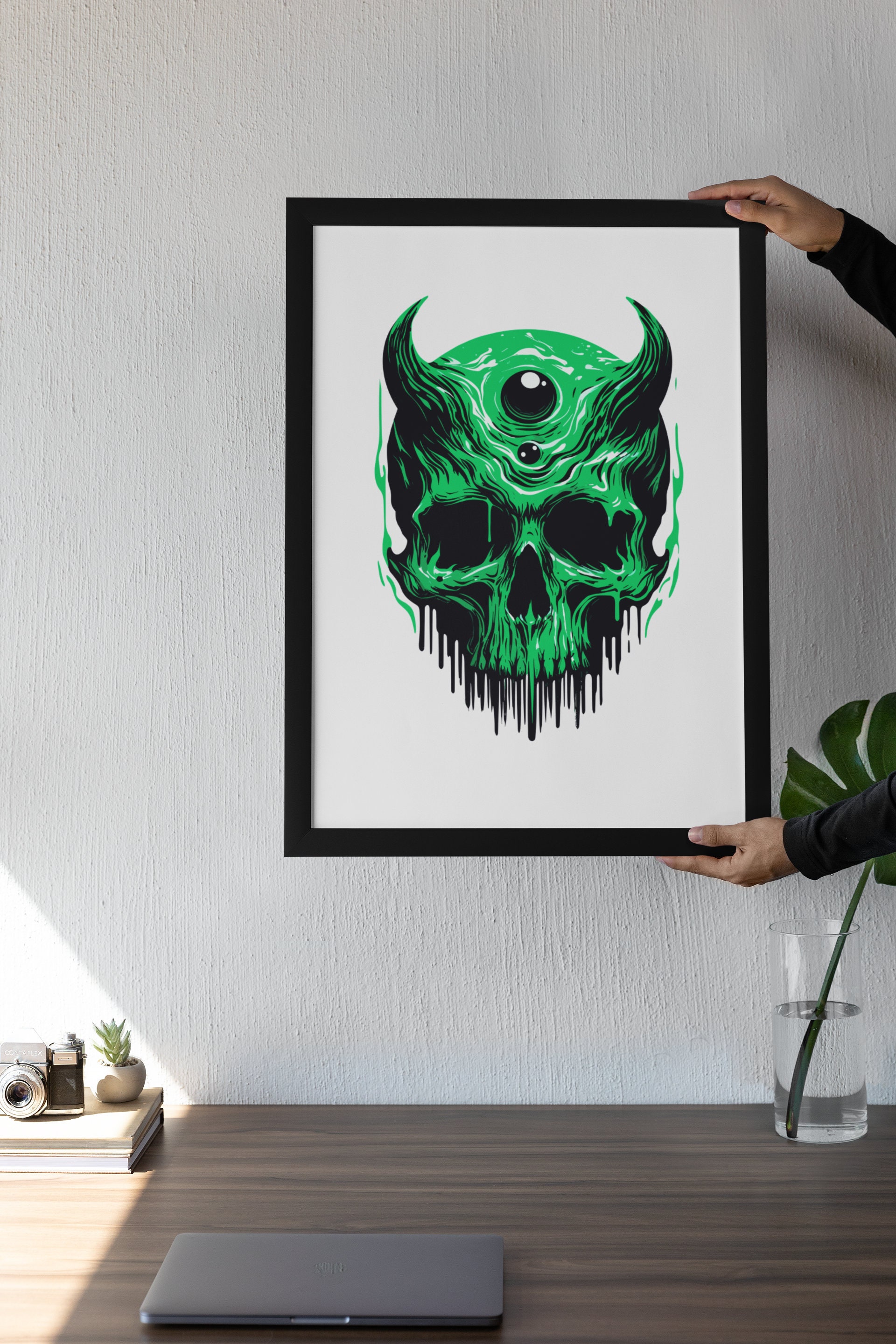 Green Demon Skull, Shirt Design, Printable, Digital Download Scary ...