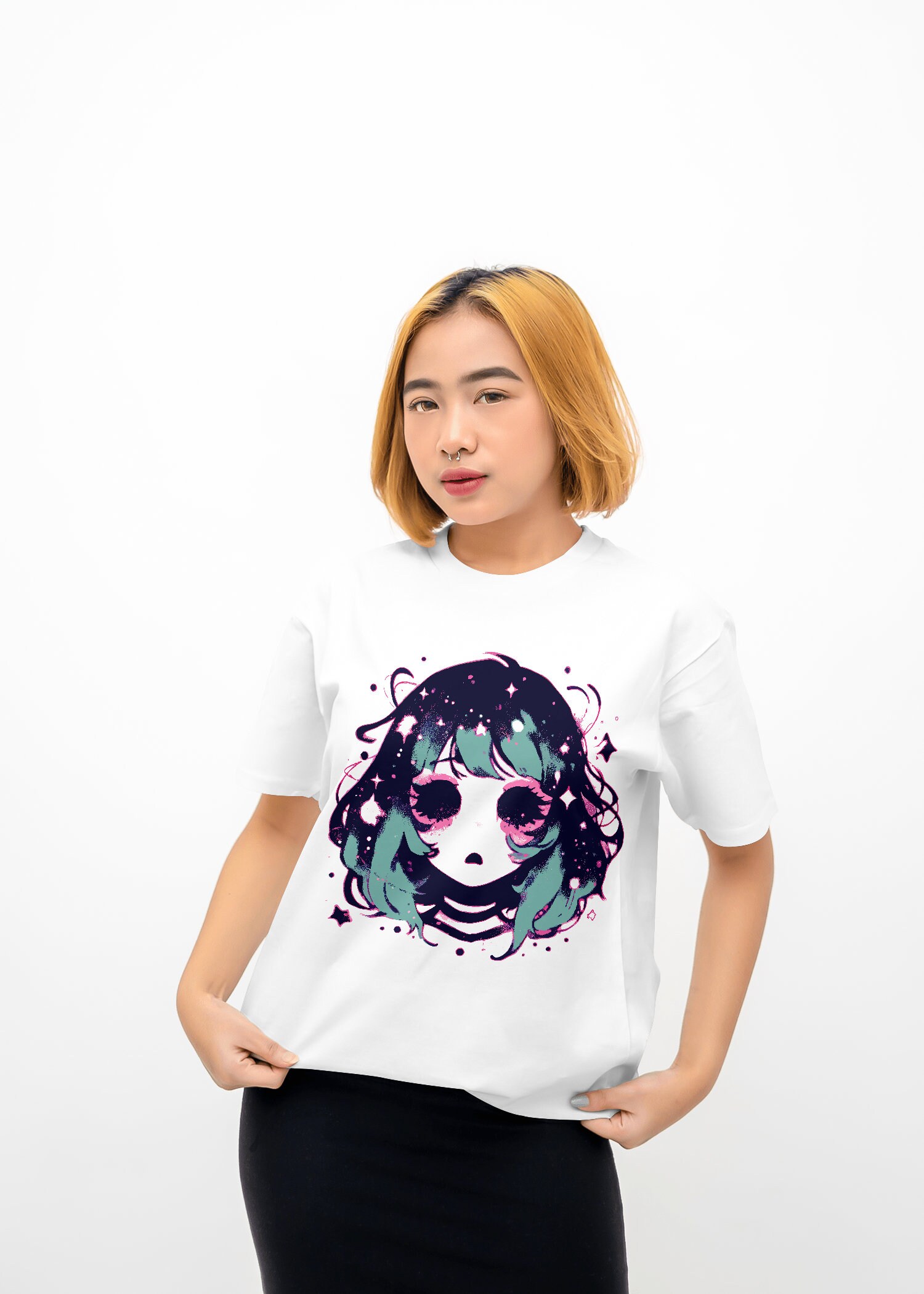 Sad Anime Manga Gothic Goth Girl T-shirt Design, Alternative Dark ...