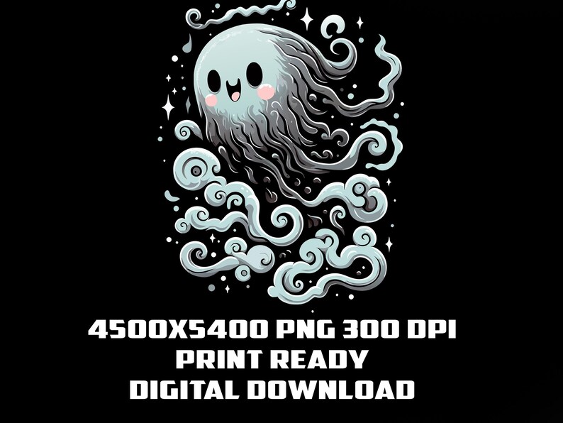 Kawaii Ghost Cloud, Shirt Design, Printable, Digital Download Scary ...