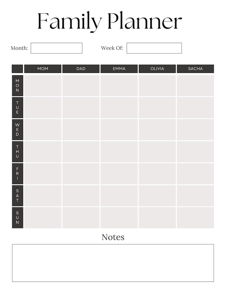 Family Calendar Schedule: Weekly Planner, A4 Size - Etsy
