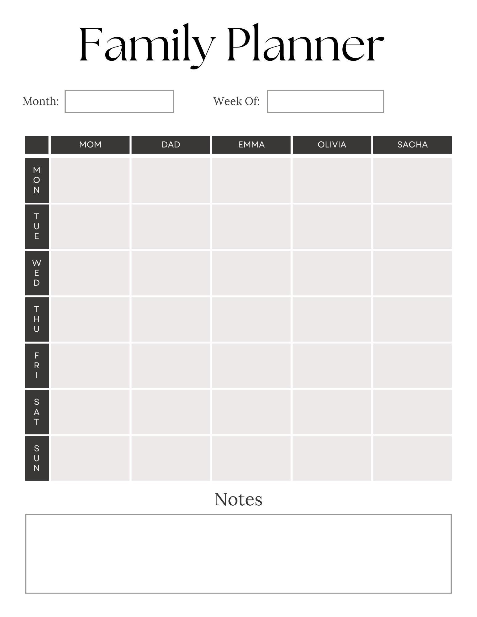 Family Calendar Schedule: Weekly Planner, A4 Size - Etsy