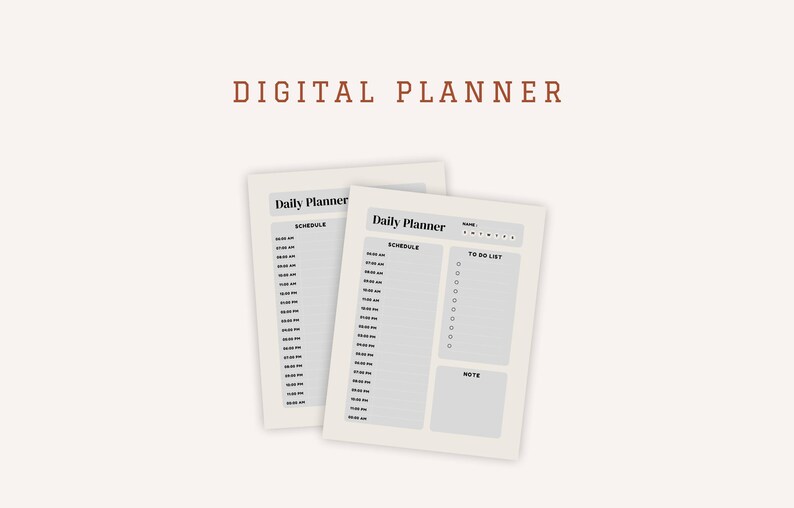 Light Gray Daily Schedule Planner: Elegant Time Management (PDF) - Etsy