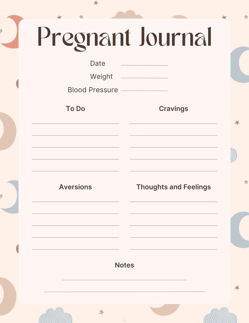 Printable Pregnancy Journal: Week-by-week Keepsake (PDF) - Etsy