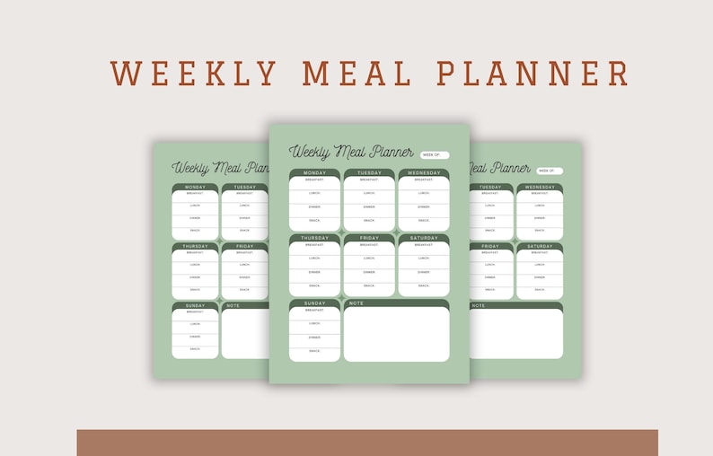 Editable Weekly Meal Planner: Simple Green Design (A4 PDF) - Etsy