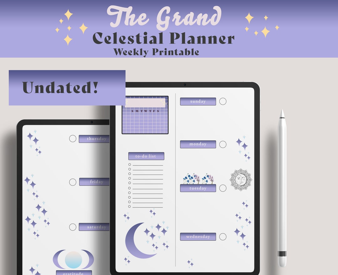 Undated Weekly Planner Celestial Spiritual Planner for Back to School ...