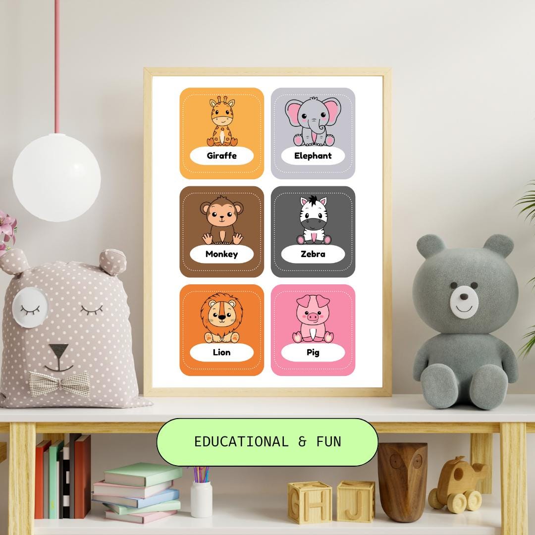 48 Animal Flash Cards Printable PDF for A4 and Letter Size Toddler ...