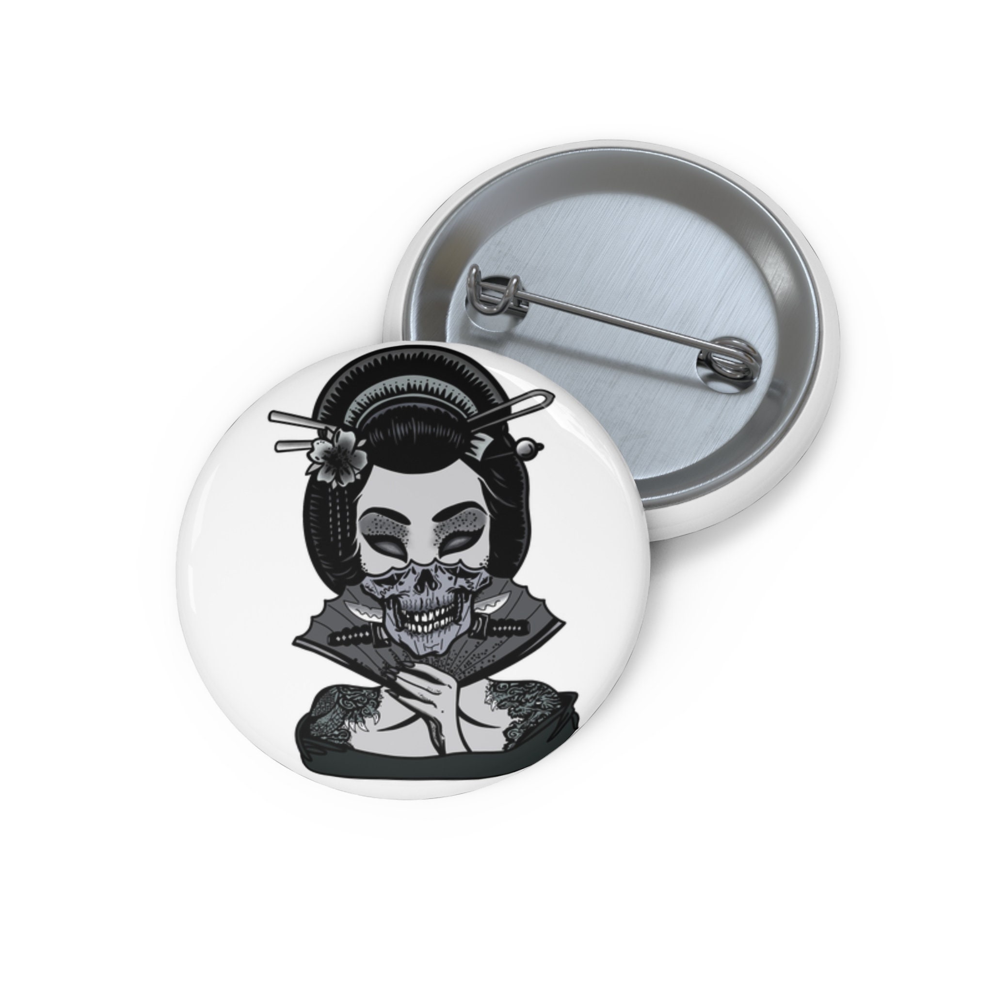 Geisha Girl Button Japanese Button Samurai Girl Japanese - Etsy