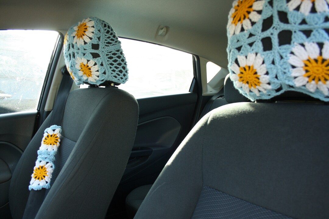 Daisy Crochet Headrest Cover - Etsy