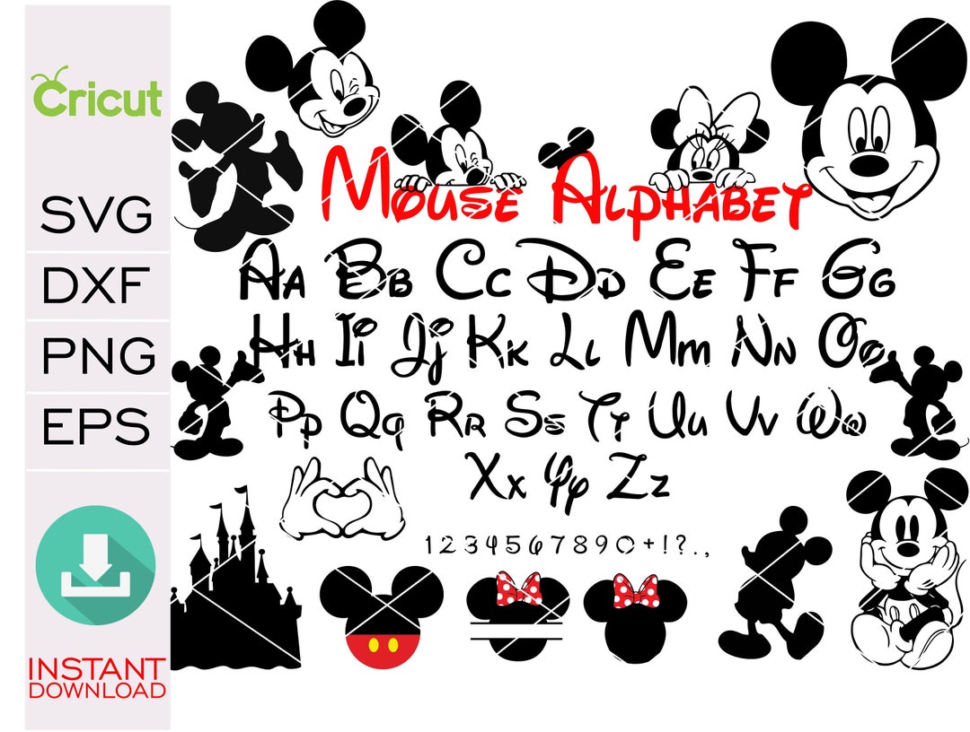 Mickeyy Mouse SVG Bundle, Disneyy Font and Clipart Svg , Png, Pdf ...