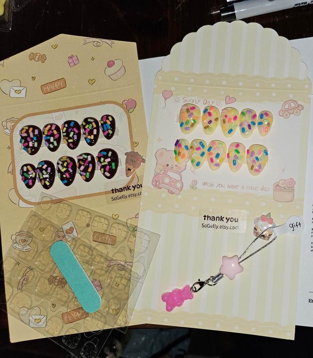 Icecream Sprinkle Nails Complete Set of 10 Nails - Etsy