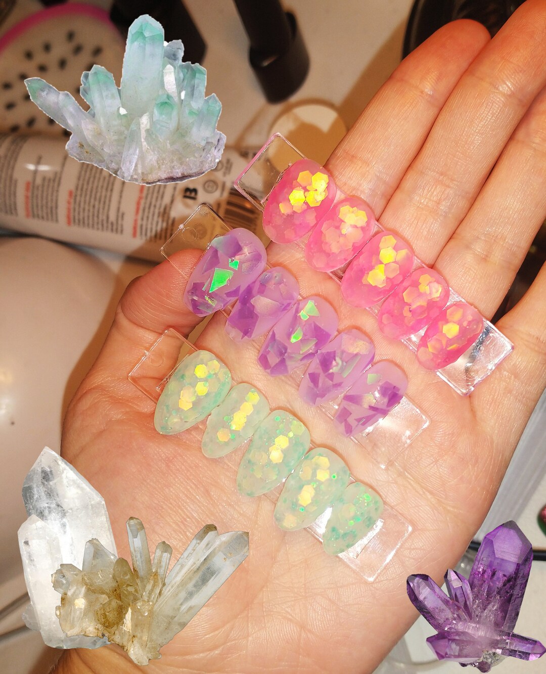 Crystal Matte Flakies Nail Set Complete Set of 10 Nails - Etsy