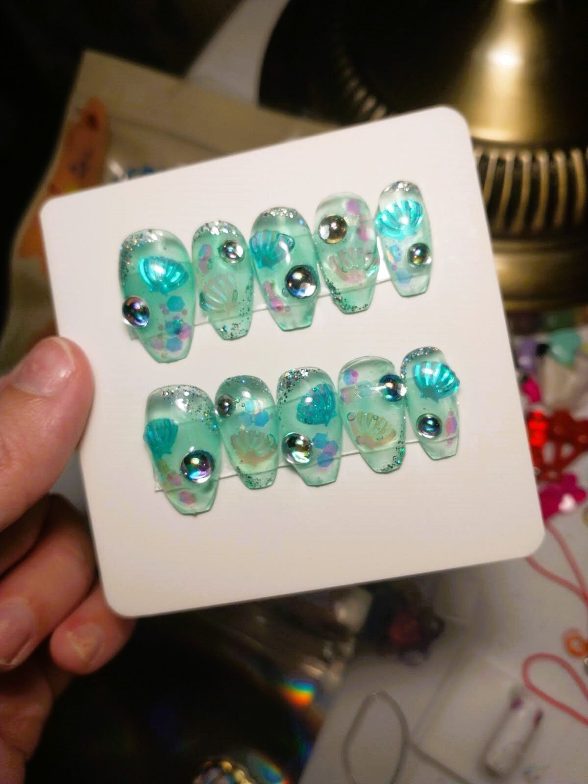 Mermaid Nail Set Complete Set of 10 Nails - Etsy