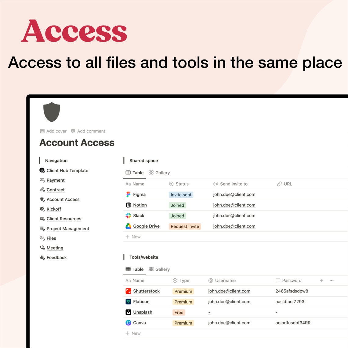 Notion Client Planner, Notion Template Client Portal, Notion Client ...