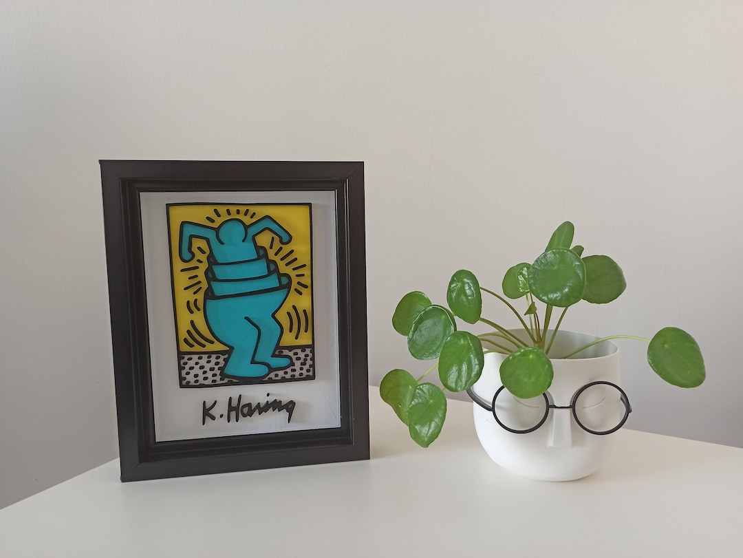 Keith Haring Wall Decor, 3D Printed Keith Haring, Cup Man, Keith Yellow ...