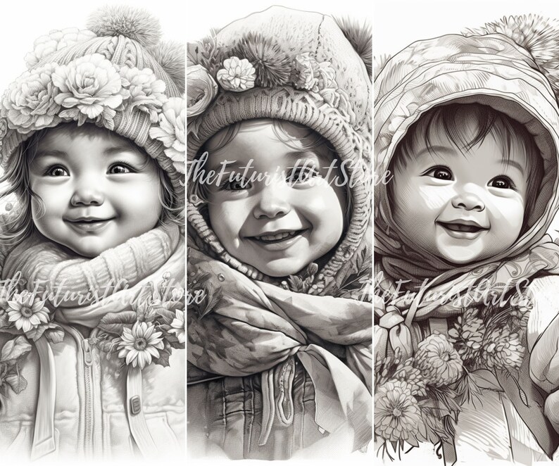 41 HD Winter Grayscale Coloring Pages Princess Baby Winter - Etsy