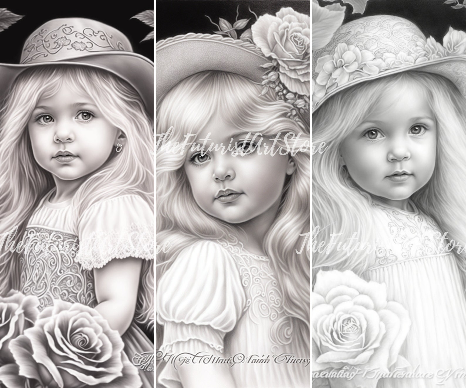 Spring Grayscale Coloring Pagescute Princess Girls Spring - Etsy