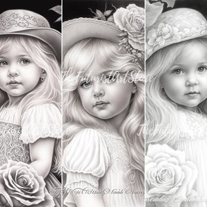 Spring Grayscale Coloring Pagescute Princess Girls Spring - Etsy