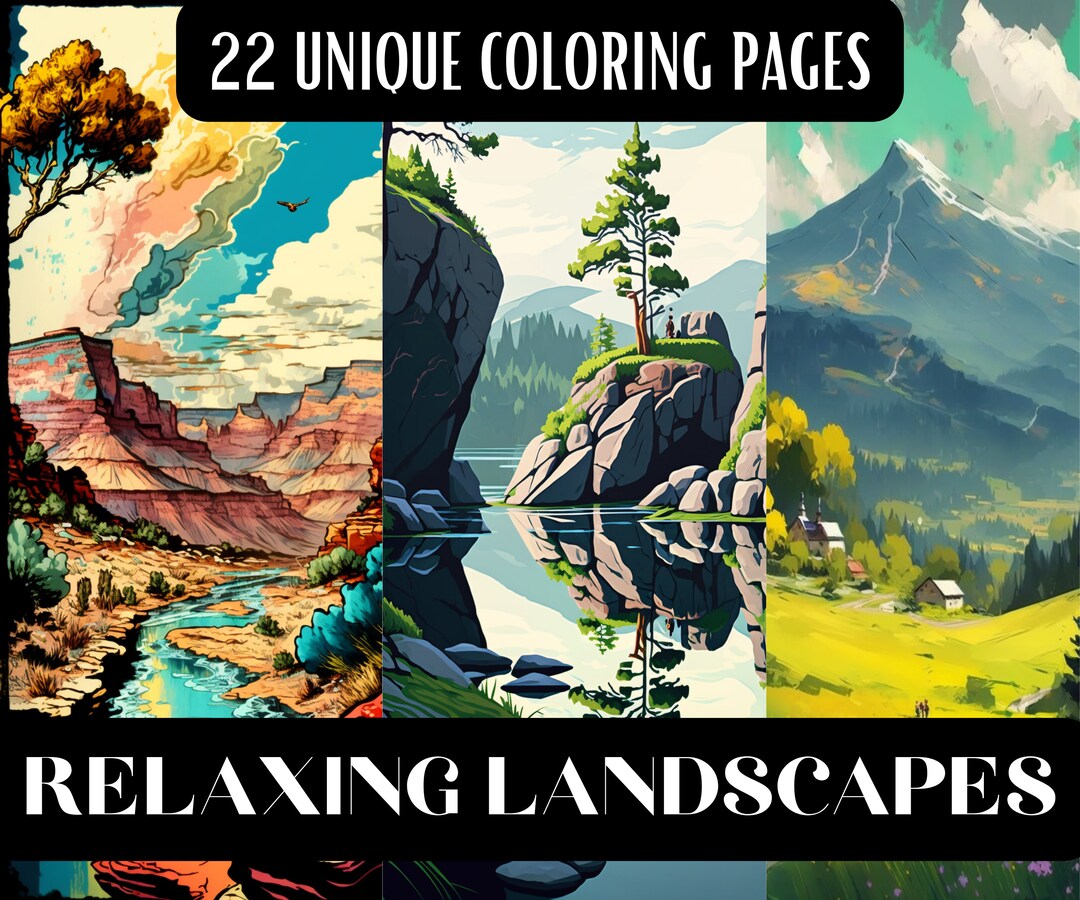 Relaxing Landscapes 22 Unique Coloring Pages With Amazing Landscapes ...