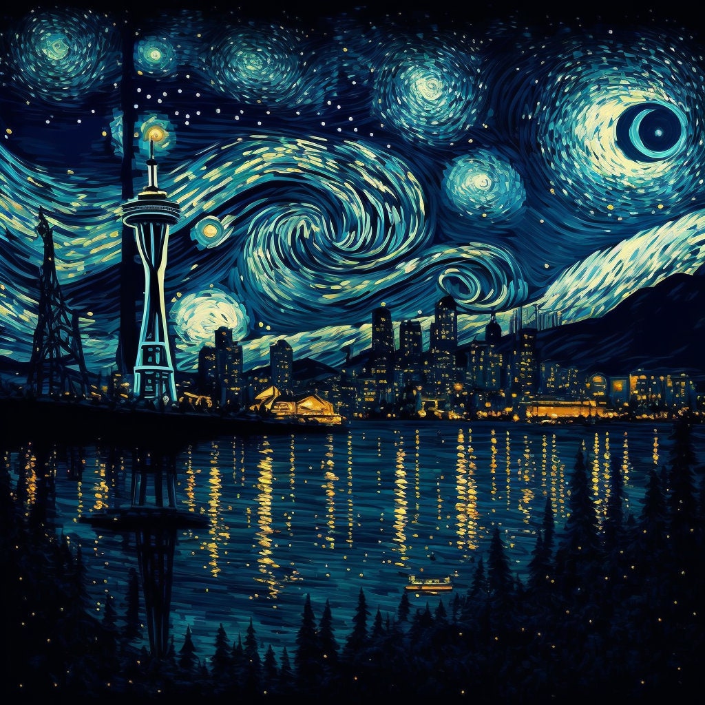 Seattle's Starry Sky: A Tribute to Vincent Van Gogh's Iconic Painting ...