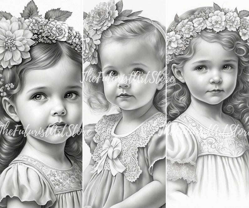 Spring Grayscale Coloring Pagescute Princess Girls Spring - Etsy