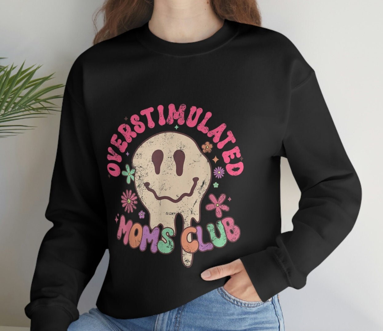 Overstimulated Moms Club PNG | Retro Smiley Face (instant Download) - Etsy