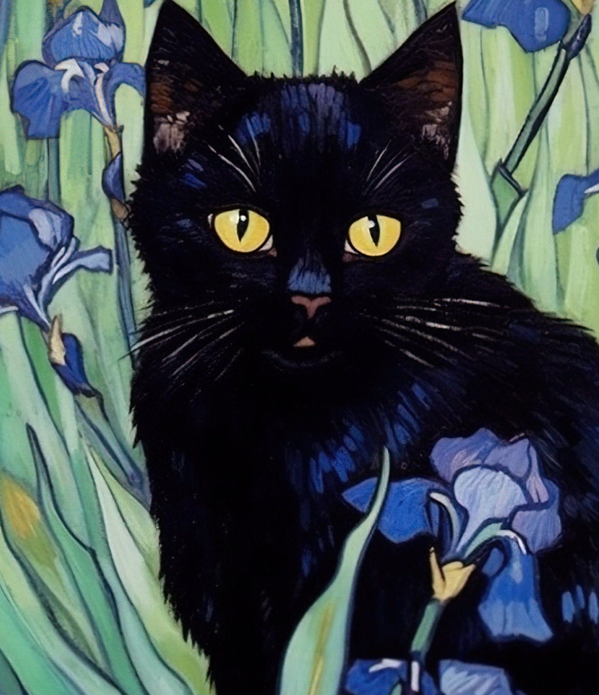 Vincent Van Gogh's Irises Cat Print Van Gogh Cat Poster - Etsy Australia