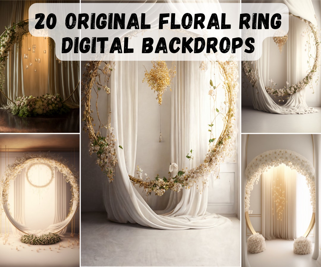 20 X Floral Ring Digital Backdrops (the Original), Hanging Floral Hoop ...