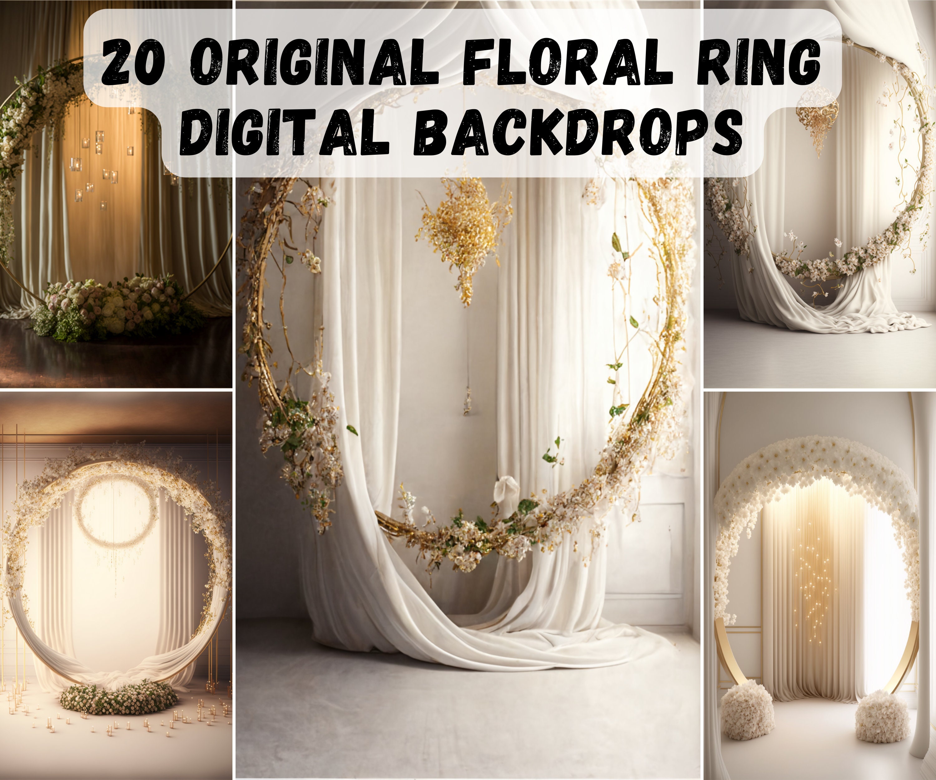 20 X Floral Ring Digital Backdrops the Original Hanging - Etsy