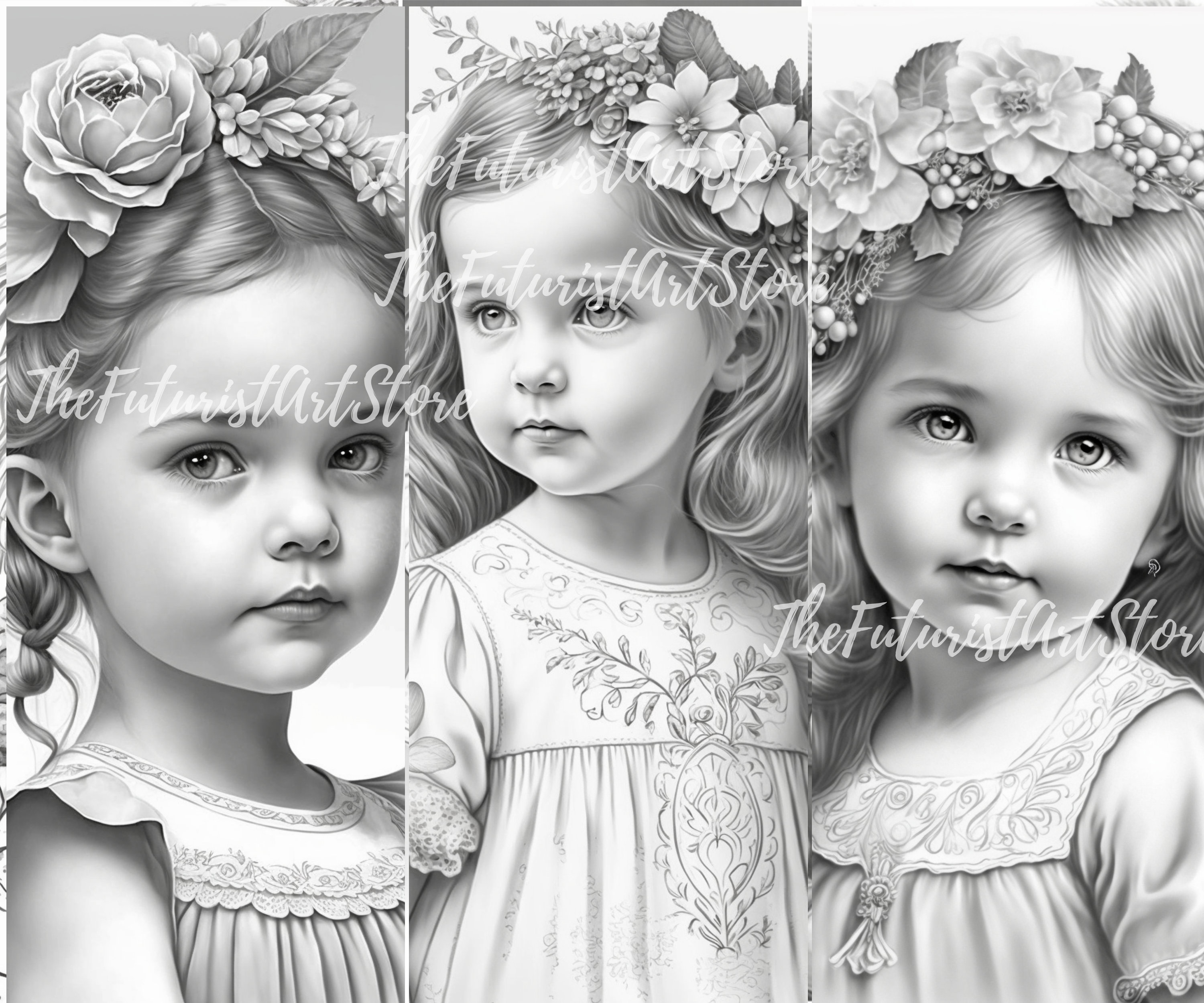 Spring Grayscale Coloring Pagescute Princess Girls Spring - Etsy