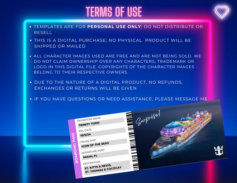 Icon of the Seas Boarding Pass Template, Customizable Royal Caribbean ...