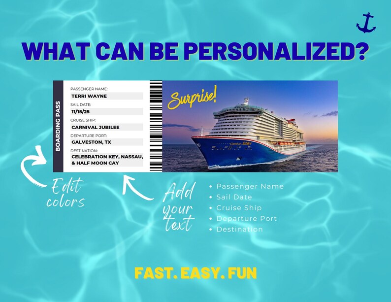 Carnival Jubilee Boarding Pass Template | Customizable Carnival Cruise ...