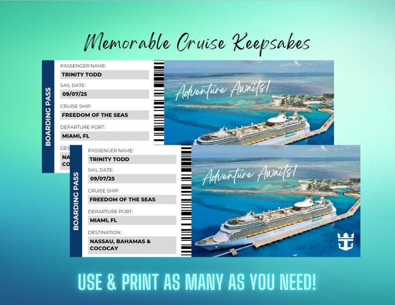 Freedom of the Seas Boarding Pass Template, Customizable Royal ...