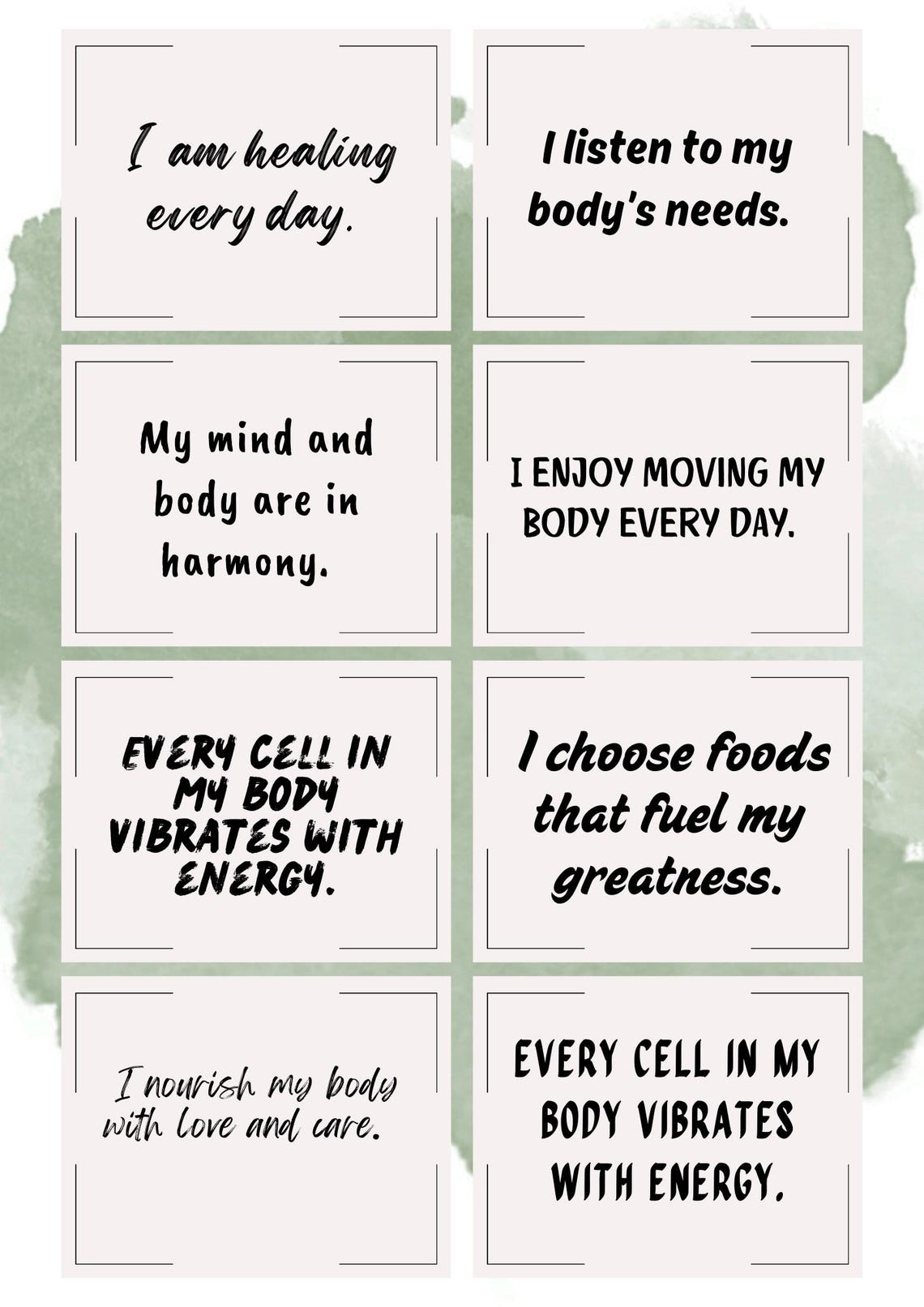 80+ Daily Affirmation Cards – Printable Positive Mindset Cards ...