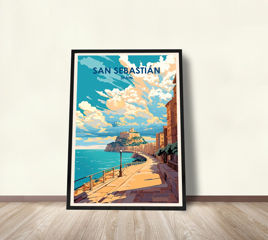 San Sebastian Travel Poster Spain Poster San Sebastian - Etsy