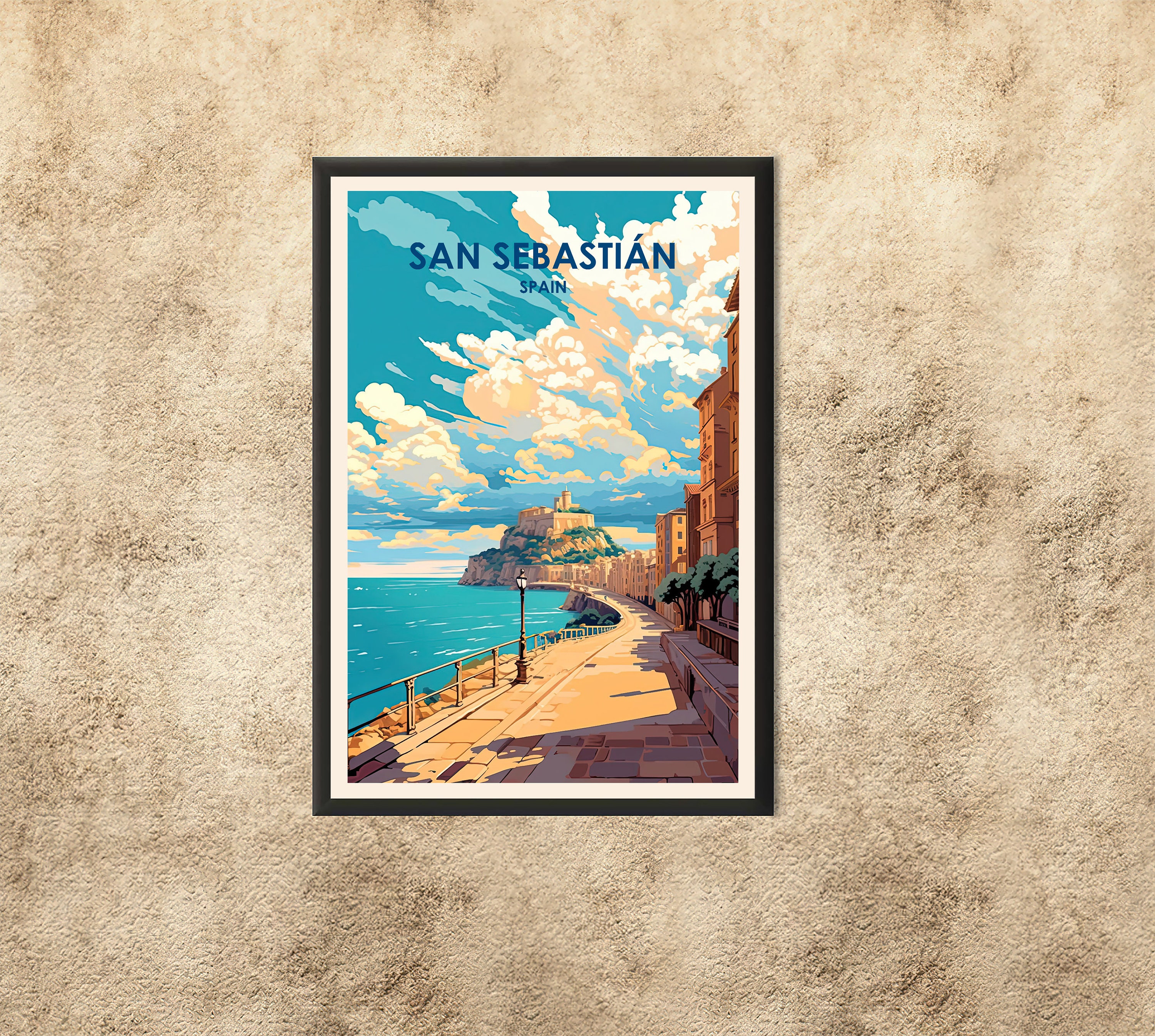 San Sebastian Travel Poster Spain Poster San Sebastian - Etsy