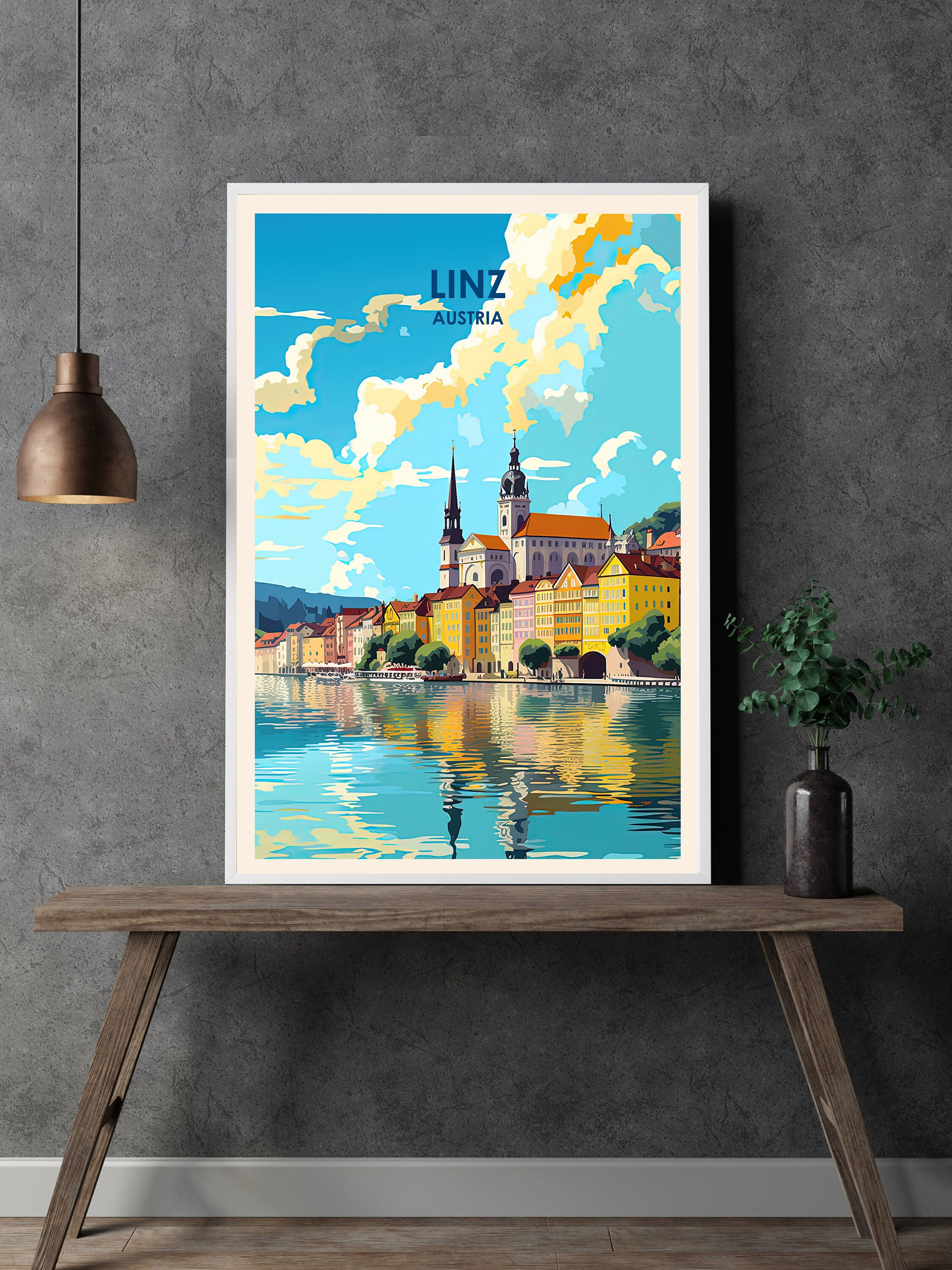 Linz Travel Poster Linz Poster Linz Art Cityscape Painting - Etsy