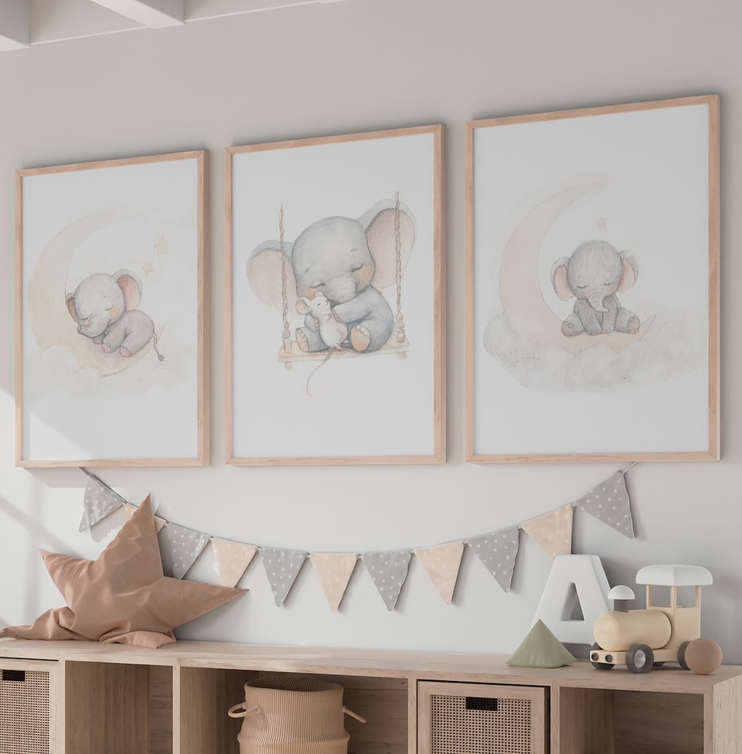 Lot 3 Maxi Posters, Elephant & Mouse Sky Cloud Moon, A3 or 30x40cm ...