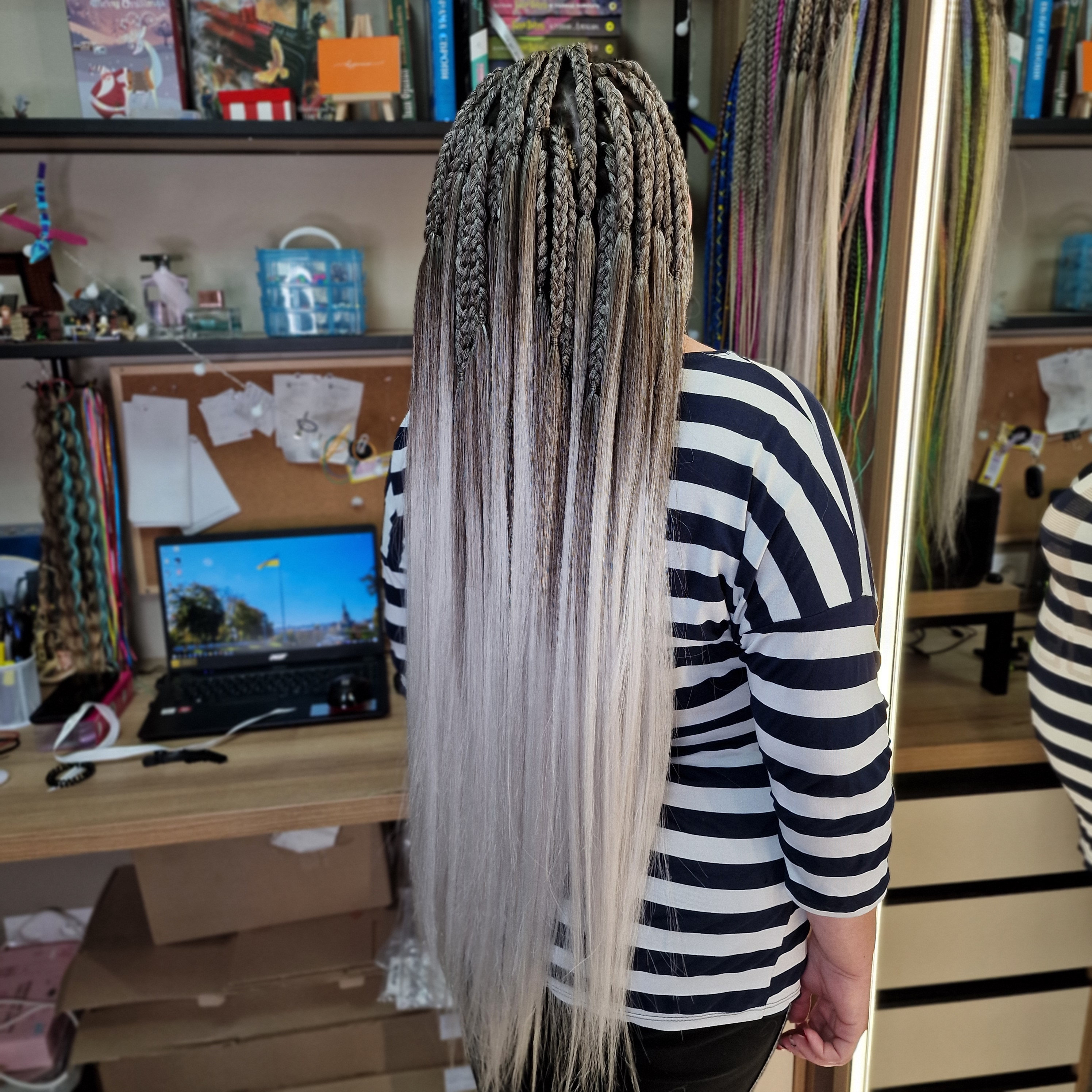 Braids Extensions Ombre Dark Brown to White Braiding Hair Double Ended ...