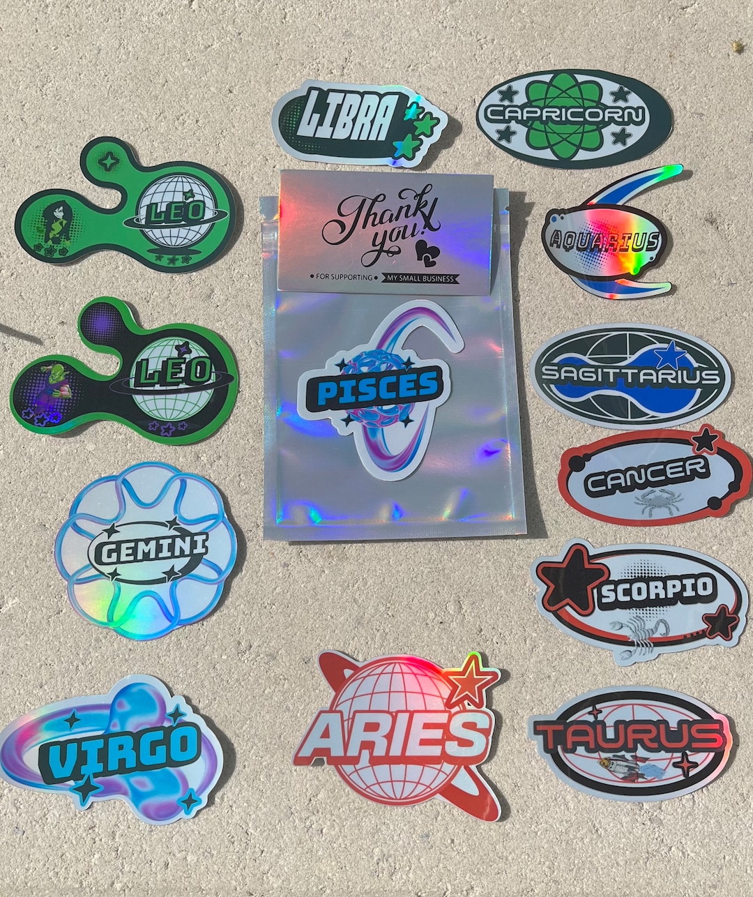 Holographic Zodiac Sticker, Astrology, Waterproof Sticker, Zodiac Sign ...