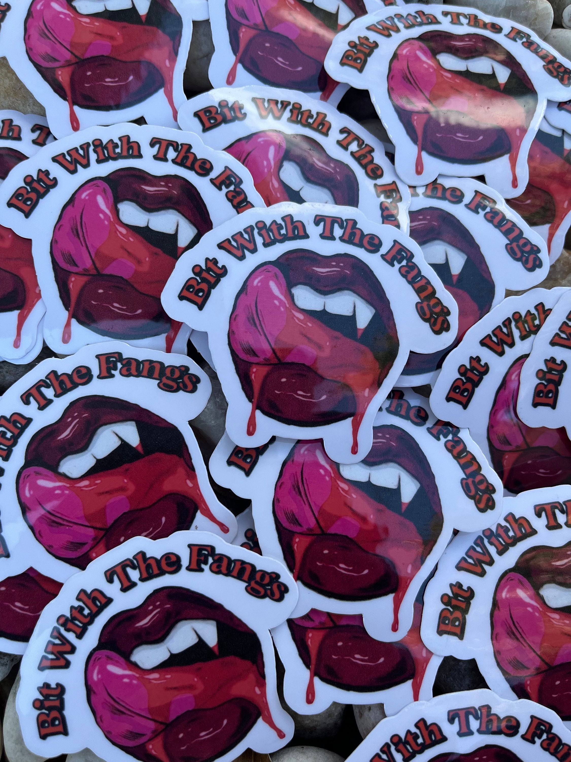 Horror Art Sticker, Lips, Tongue, Fangs Stickers, Halloween Stickers ...